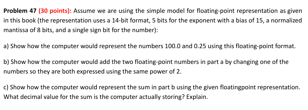 Solved Problem 47 ( 30 ﻿points): Assume we are using the | Chegg.com