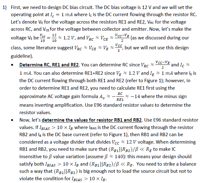 Solved voltage Ve be Vee - 12 10 10 1) First, we need to | Chegg.com