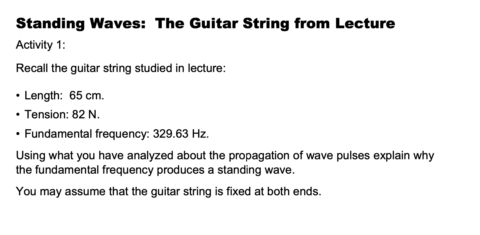 Solved Standing Waves: The Guitar String from Lecture | Chegg.com