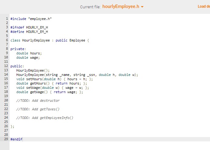 Solved Employee class (employee.h/.cpp) Employee class is an | Chegg.com