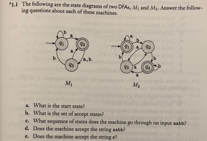 Solved The following are the state diagrams of two DFAs, Mi | Chegg.com