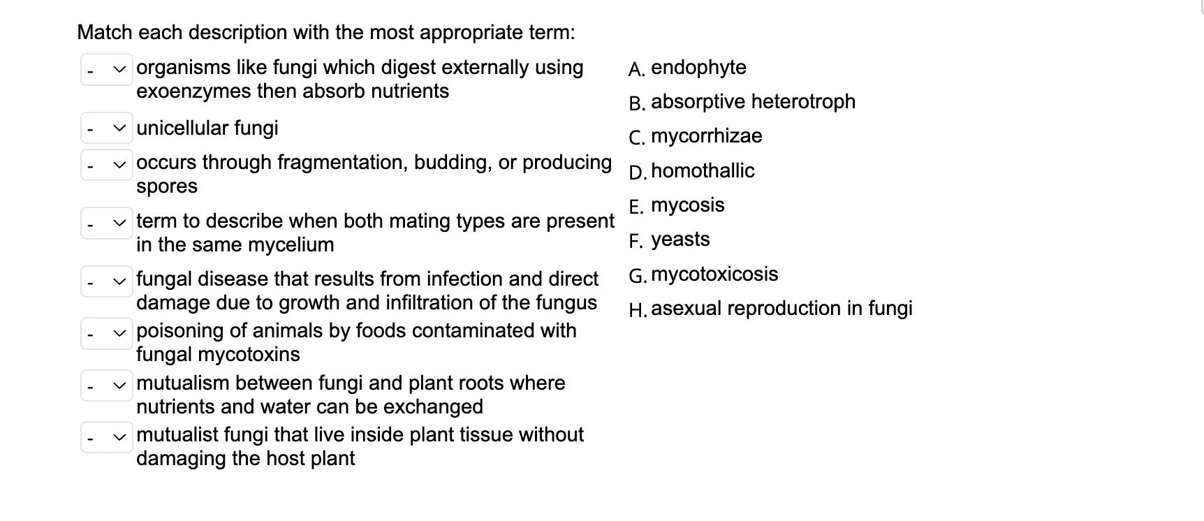 Solved Match each description with the most appropriate | Chegg.com