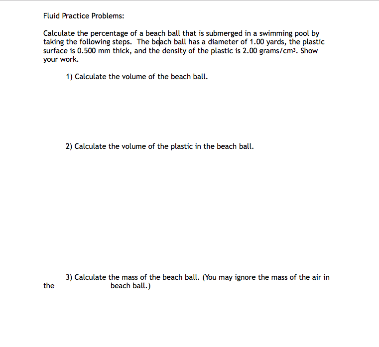 Solved Fluid Practice Problems: Calculate the percentage of | Chegg.com