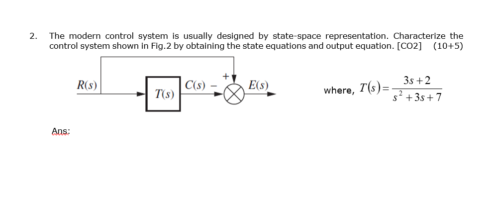 Solved 2. The modern control system is usually designed by | Chegg.com