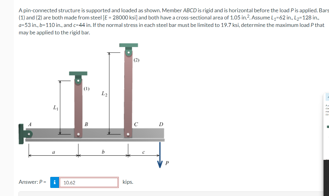 Solved A pin-connected structure is ﻿supported and loaded as | Chegg.com