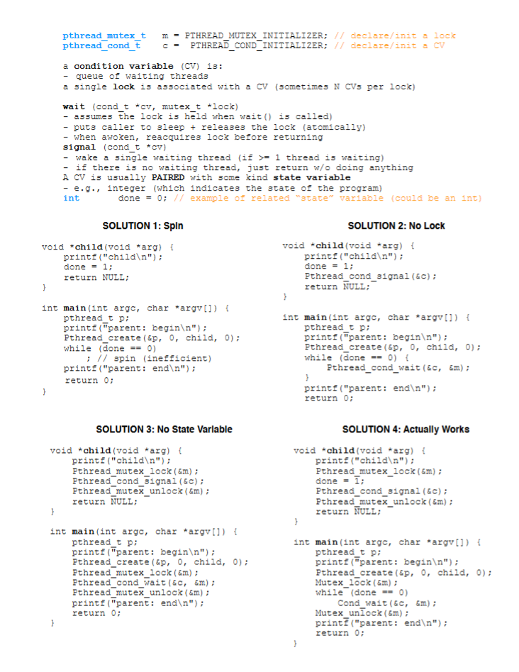 SOLUTION 4 of Handout-CVDef+ForkJoin Problem.pdf | Chegg.com