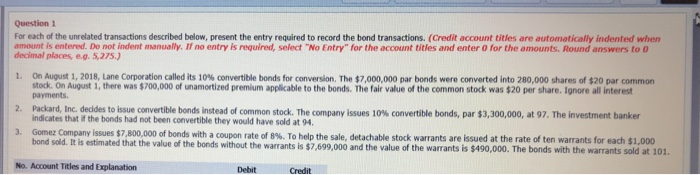 Solved Question 1 For each of the unrelated transactions | Chegg.com