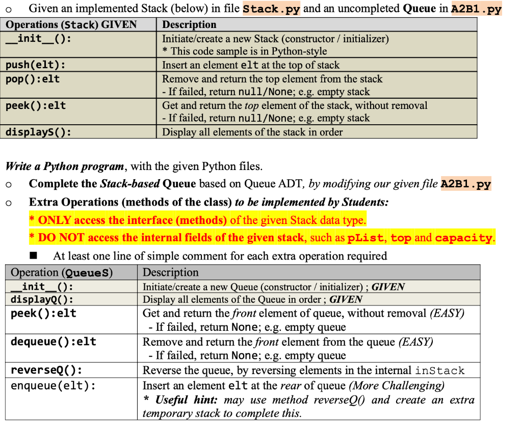 Solved Develop a Stack-based Queue having an internal Stack | Chegg.com