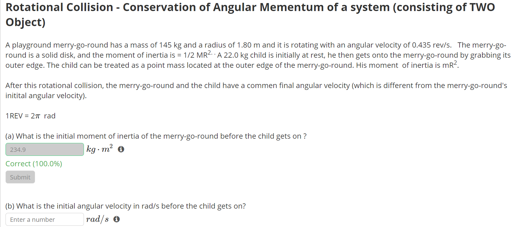 Solved Rotational Collision - Conservation of Angular | Chegg.com