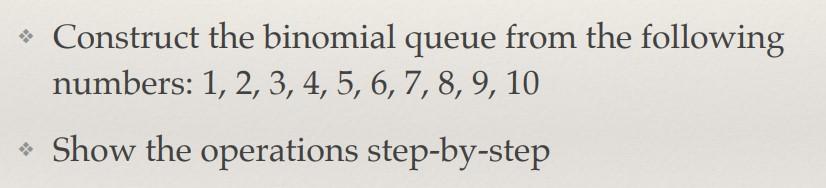 Solved Construct the binomial queue from the following | Chegg.com