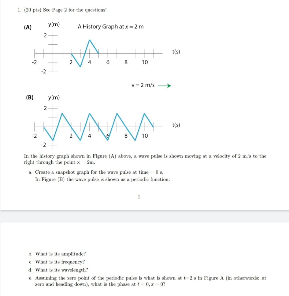 Solved 1. (20 pts) See Page 2 for the questions! (A) y(m) A | Chegg.com
