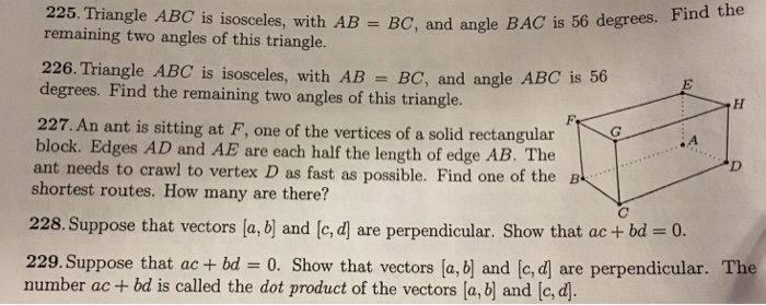 Solved 225. Triangle ABC is isosceles, with AB- BC, and ande | Chegg.com