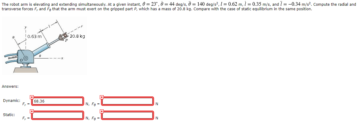 Solved The robot arm is elevating and extending | Chegg.com