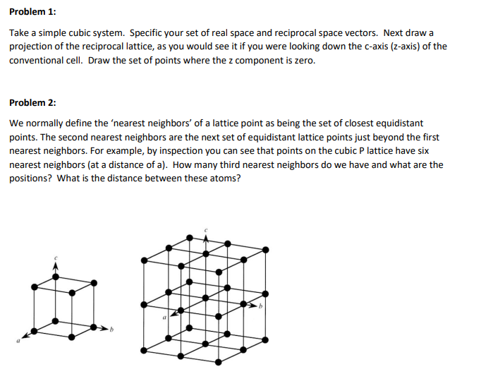 Solved Problem 1: Take a simple cubic system. Specific your | Chegg.com