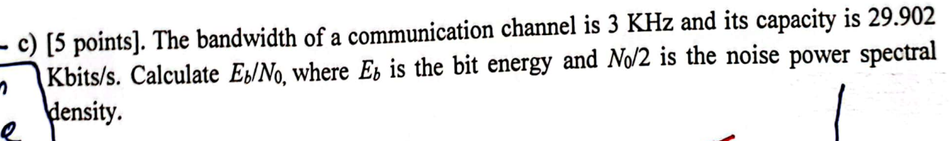 Solved c) [5 ﻿points]. ﻿The bandwidth of a communication | Chegg.com