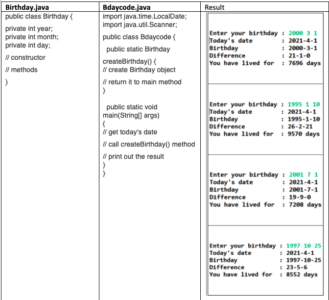Solved Java Write a program that enters your birthday and | Chegg.com