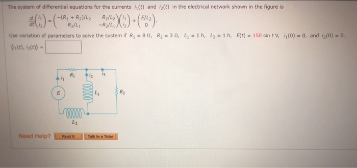 Solved The system of differential equations for the currents | Chegg.com