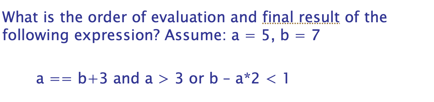 Solved What is the order of evaluation and final result of | Chegg.com