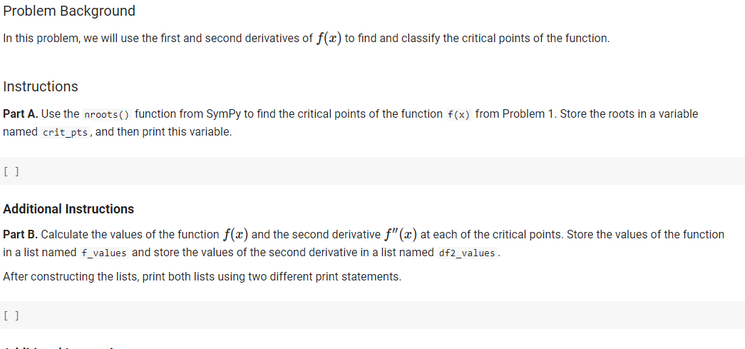 Solved F from problem 1:x = sym.Symbol('x')f = lambda | Chegg.com
