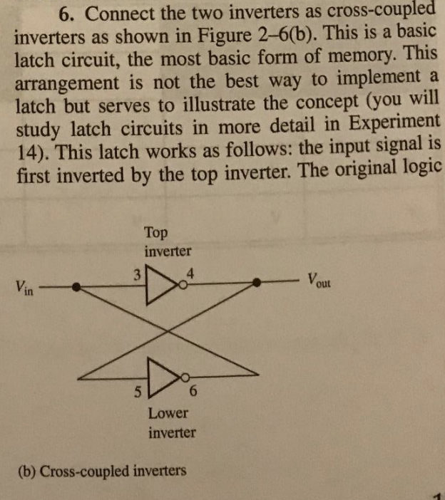 Solved 6. Connect the two inverters as cross-coupled | Chegg.com