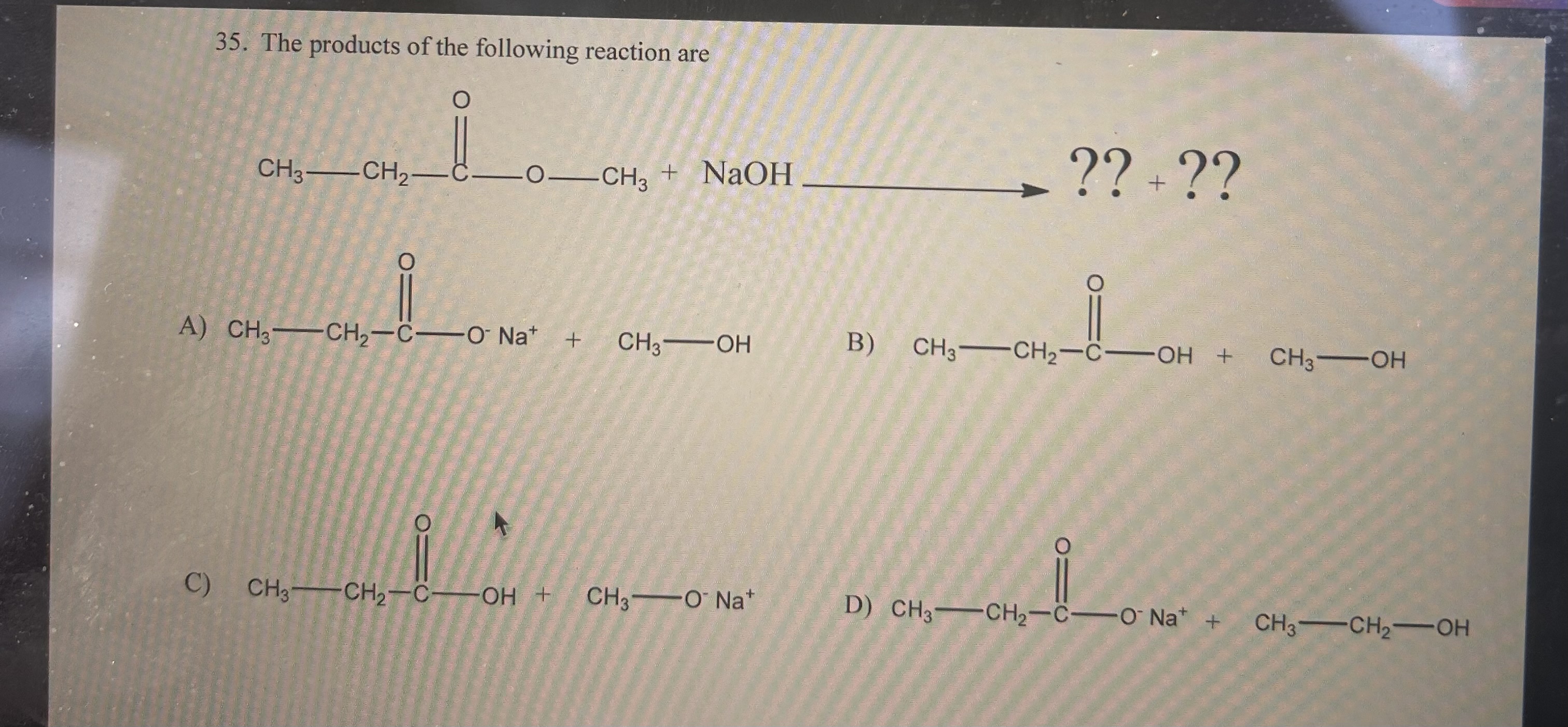 Solved The products of the following reaction areA)B)C)D) | Chegg.com