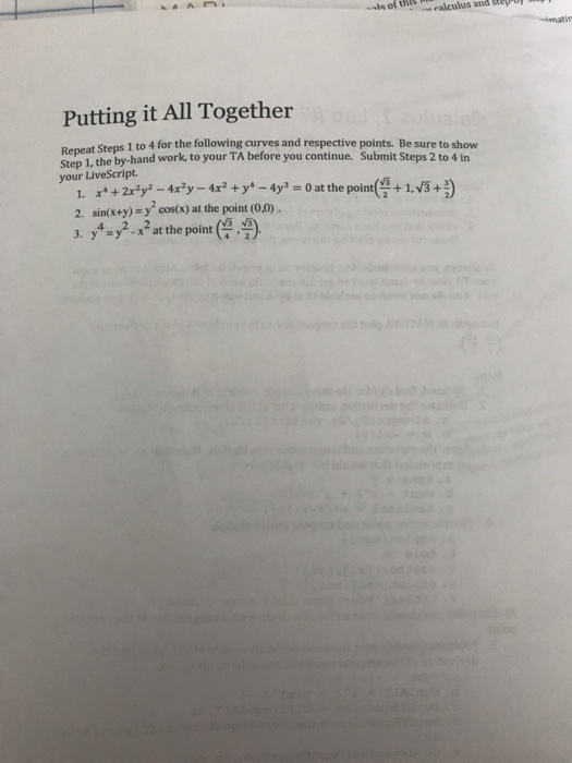 Solved Calculus 1, Lab #7 Implicit Plots and Tangent Lines e | Chegg.com