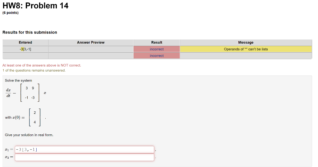 Solved HW8: Problem 14 (6 points) Results for this | Chegg.com