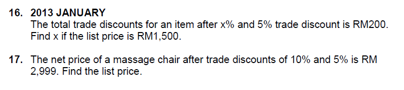 Solved 16. 2013 JANUARY The total trade discounts for an | Chegg.com