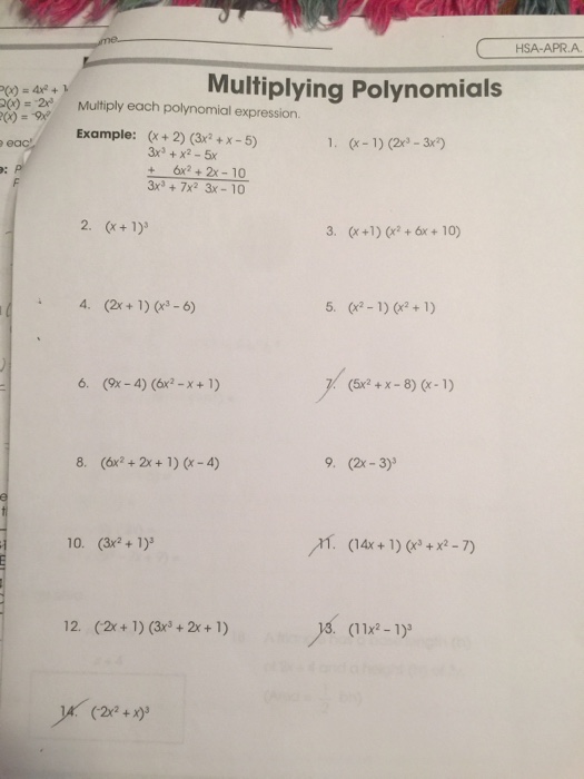 Solved HSA-APR.A Multiplying Polynomials CO=2e3 Multiply | Chegg.com