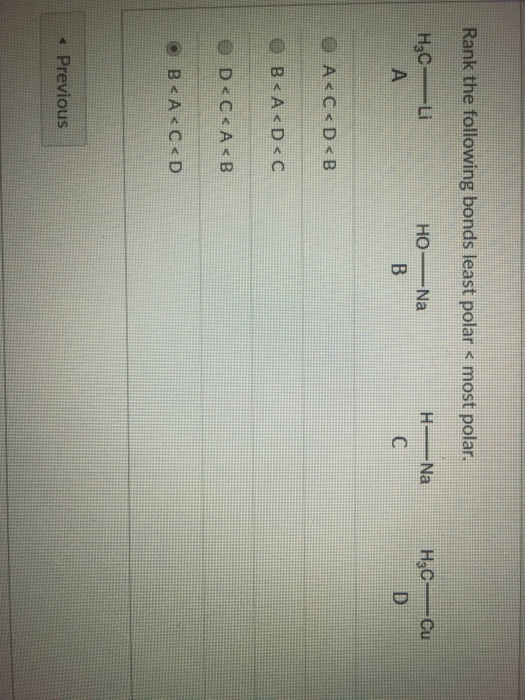 Solved Rank the following bonds least polar