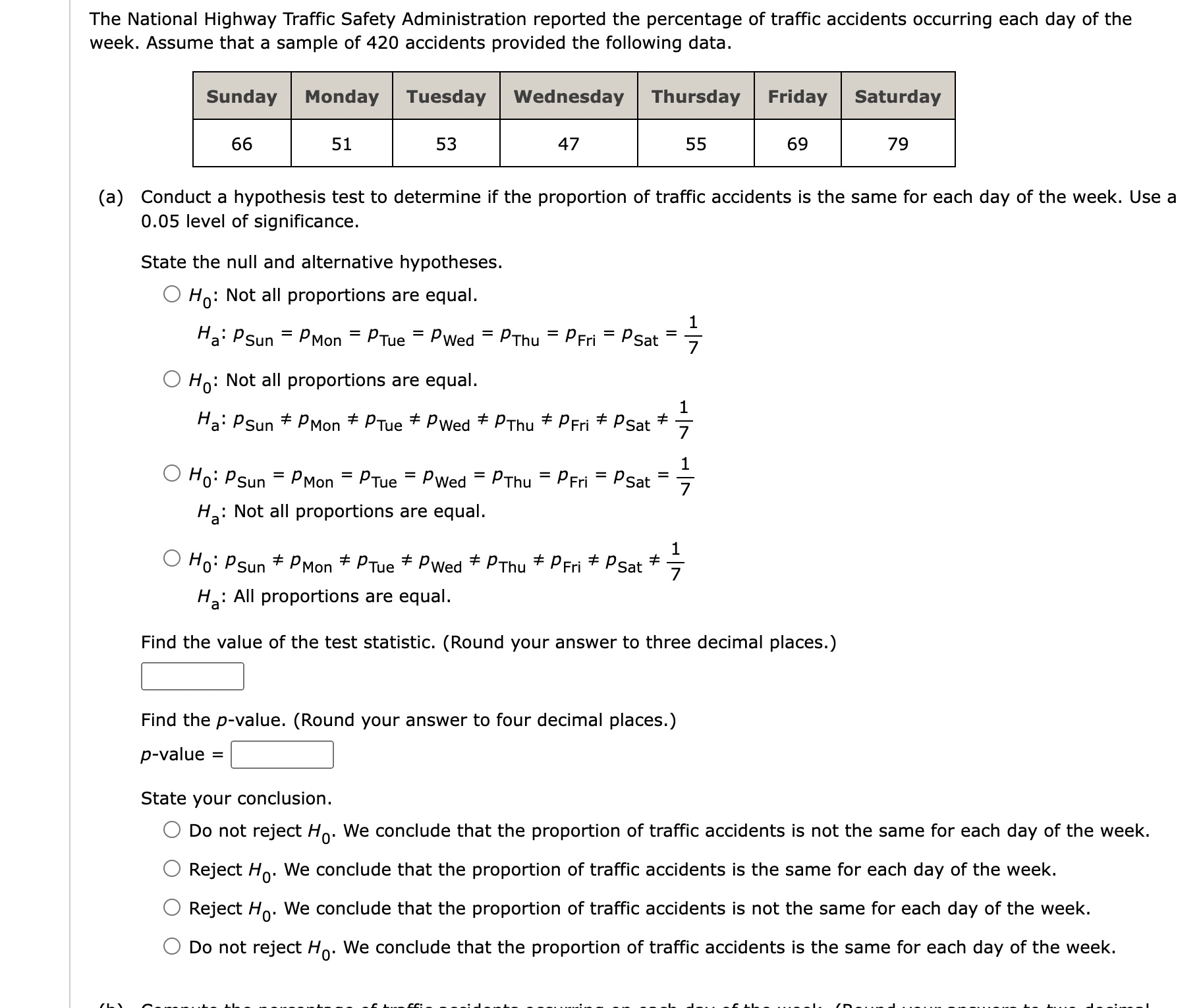 Solved The National Highway Traffic Safety Administration | Chegg.com