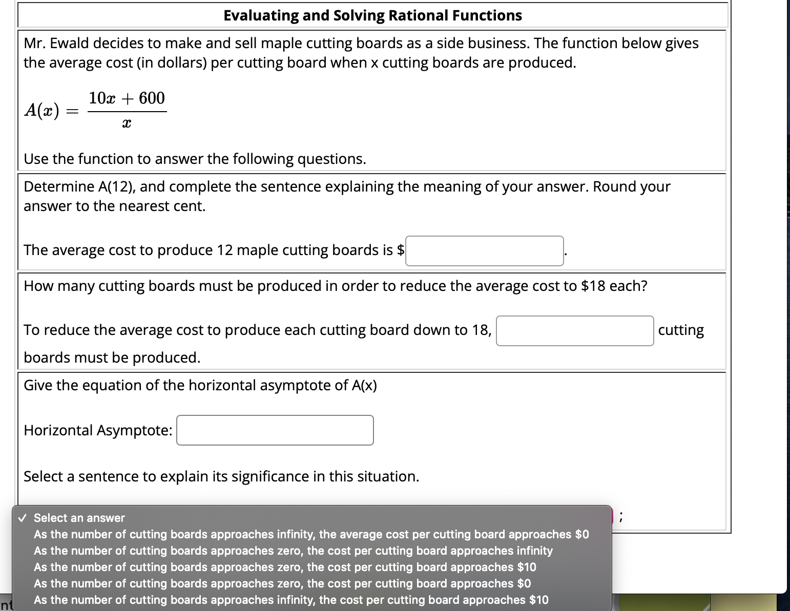 Solved Evaluating and Solving Rational FunctionsMr. ﻿Ewald | Chegg.com