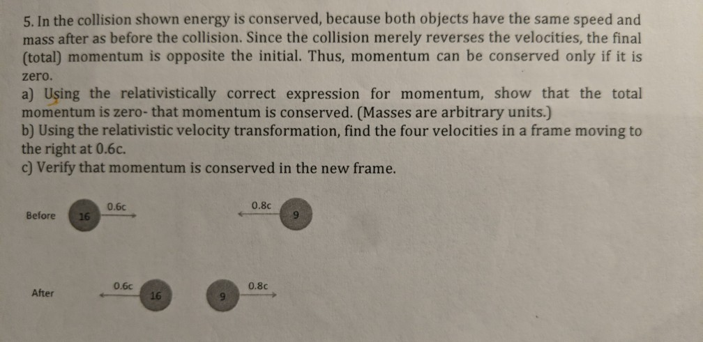 Solved 5. In the collision shown energy is conserved, | Chegg.com