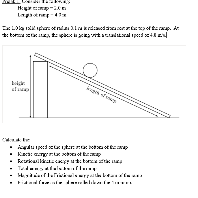 Solved Height of ramp =2.0 m Length of ramp =4.0 m The 1.0 | Chegg.com