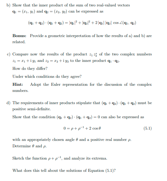 Solved Problem 5.2. Complex numbers and two-dimensional | Chegg.com