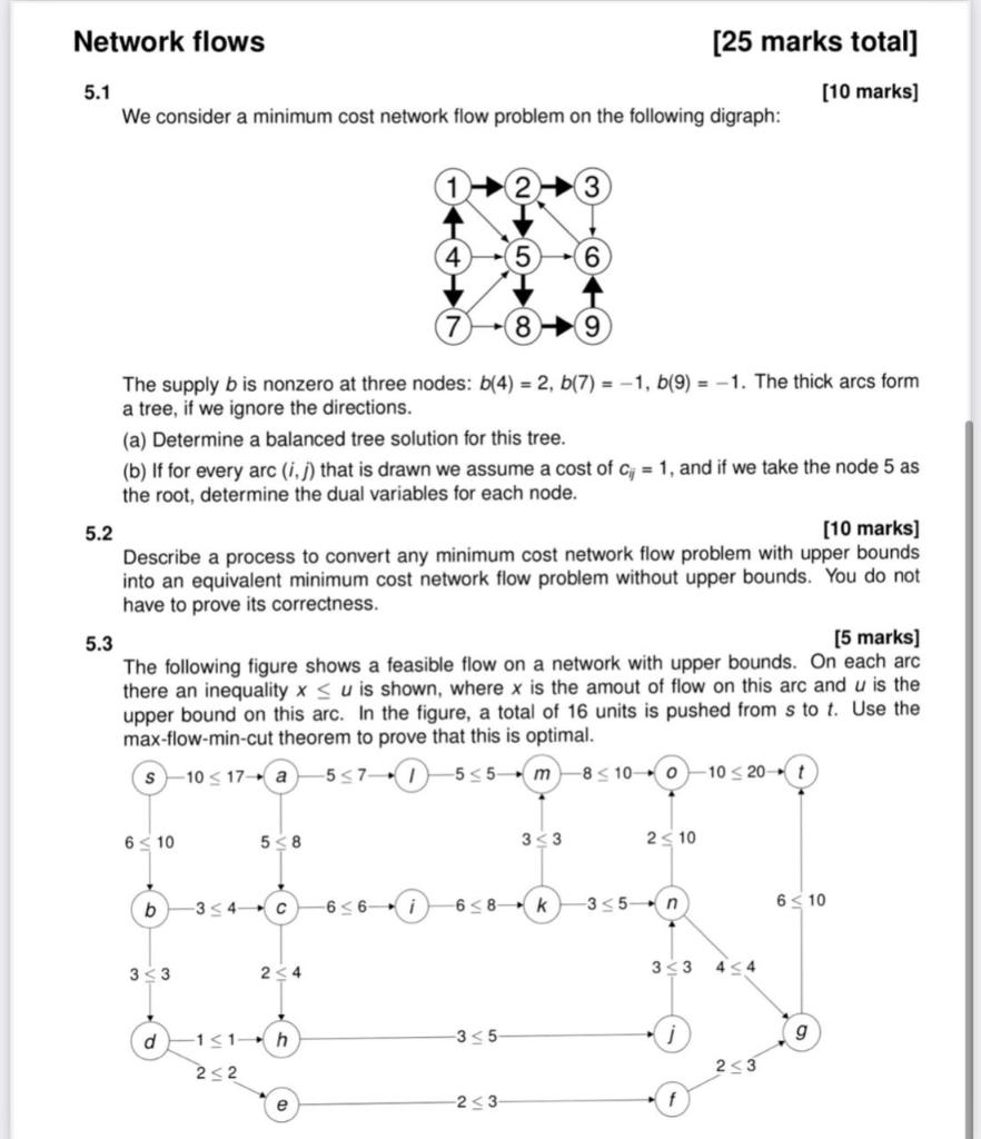 Network flows [25 marks total] 5.1 (10 marks] We | Chegg.com