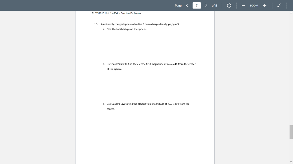 Solved Page 7 of 8 ZOOM + PHYS2015 Unit 1 - Extra Practice | Chegg.com