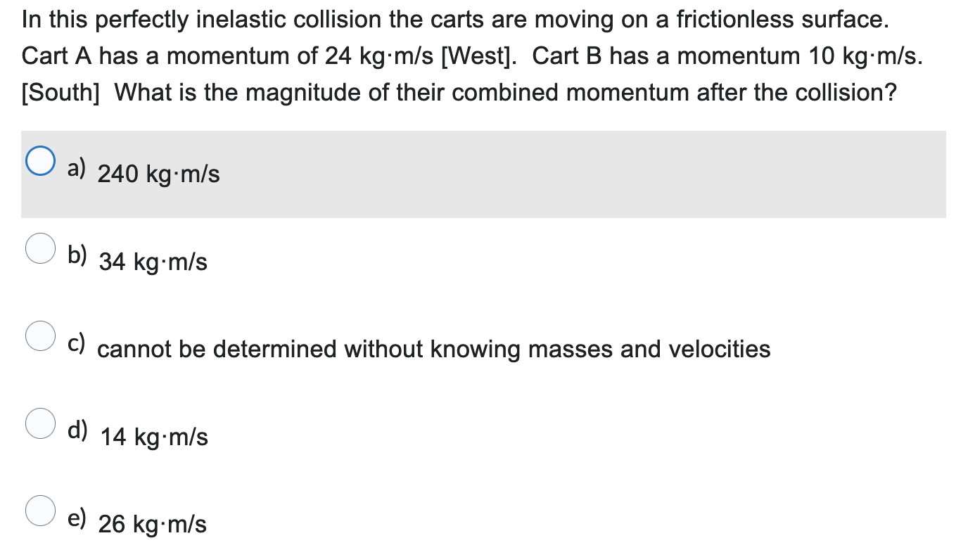 Solved In this perfectly inelastic collision the carts are | Chegg.com