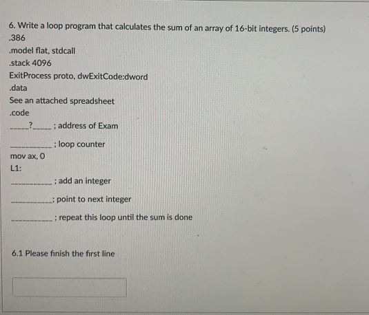Solved 6. Write a loop program that calculates the sum of an | Chegg.com