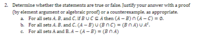 Solved 2. Determine whether the statements are true or | Chegg.com