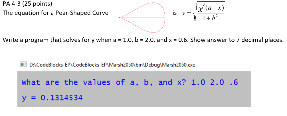 Solved PA 4-3 (25 points) The equation for a Pear-Shaped | Chegg.com
