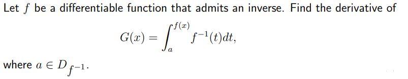 Solved Let f be a differentiable function that admits an | Chegg.com