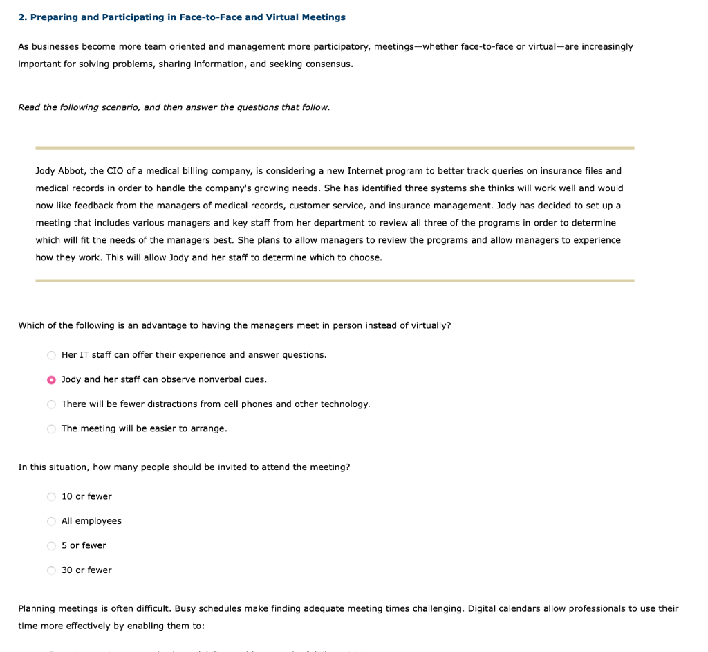 2. Preparing and Participating in Face-to-Face and | Chegg.com