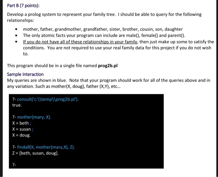 Solved Part B (7 points): Develop a prolog system to | Chegg.com