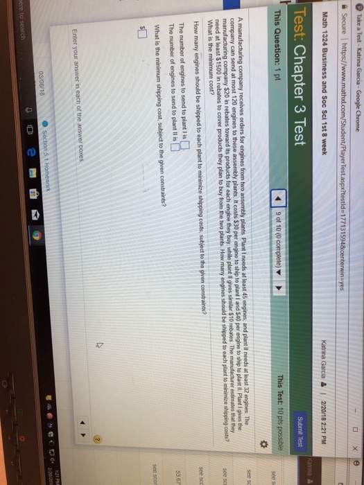 Solved Math 1324 Business and Soc Sci 1st 8 week Test: | Chegg.com