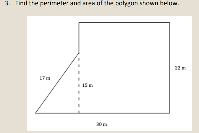Solved 3. Find the perimeter and area of the polygon shown | Chegg.com