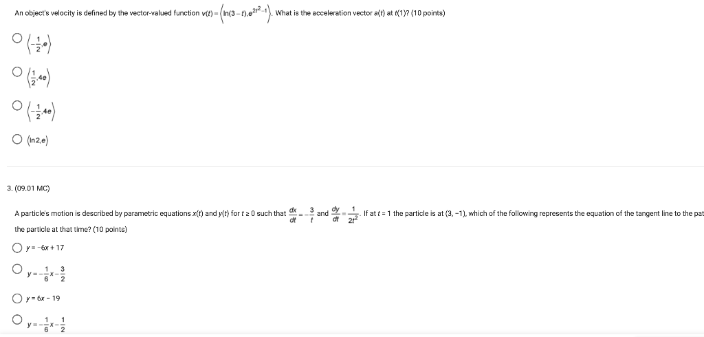 Solved An object's velocity is defined by the vector-valued | Chegg.com