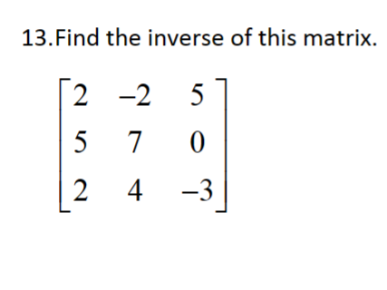 Solved 13. Find the inverse of this matrix. | Chegg.com