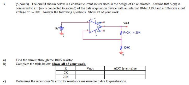 Solved 3. (5 points). The circuit shown below is a constant | Chegg.com