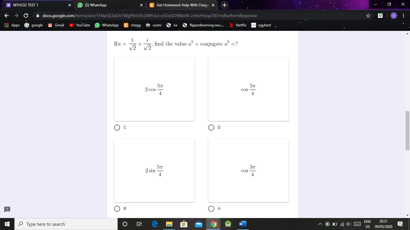 Solved MTH232 TEST 1 x (2) WhatsApp X C Get Homework Help | Chegg.com